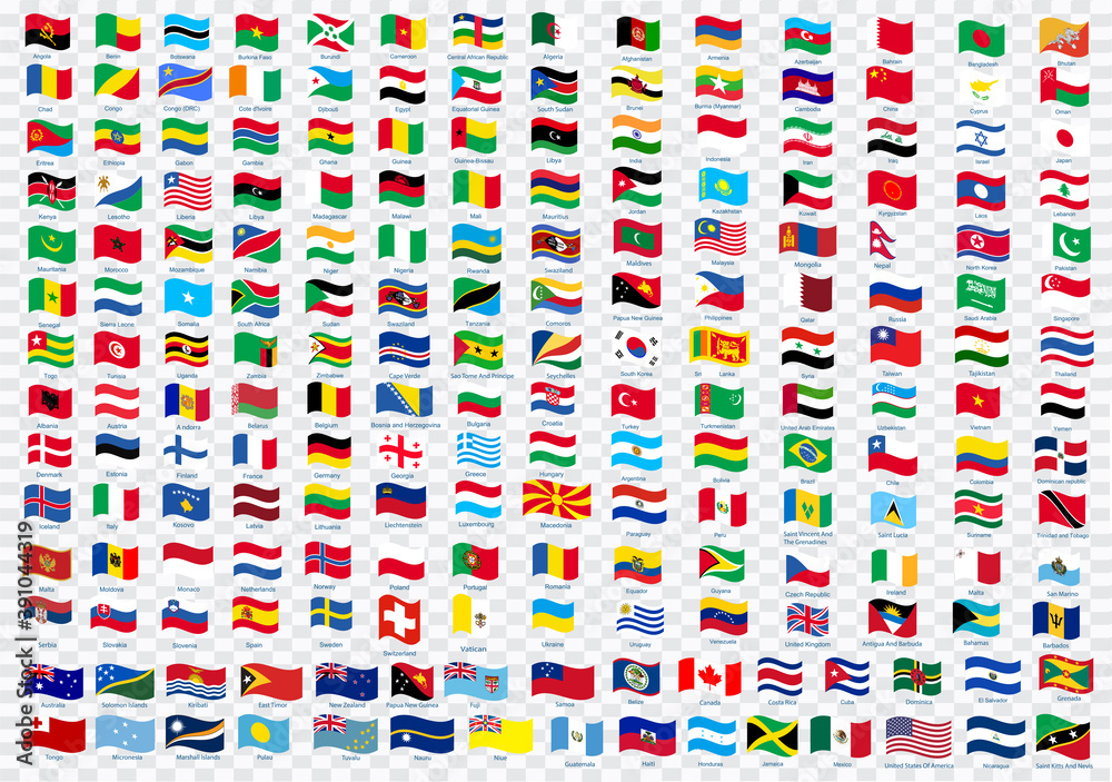 All official national flags of the world . square design Stock Vector ...