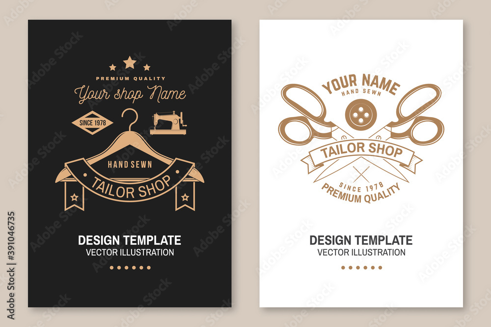 Set of tailor shop covers, invitations, posters, banners, flyers ...