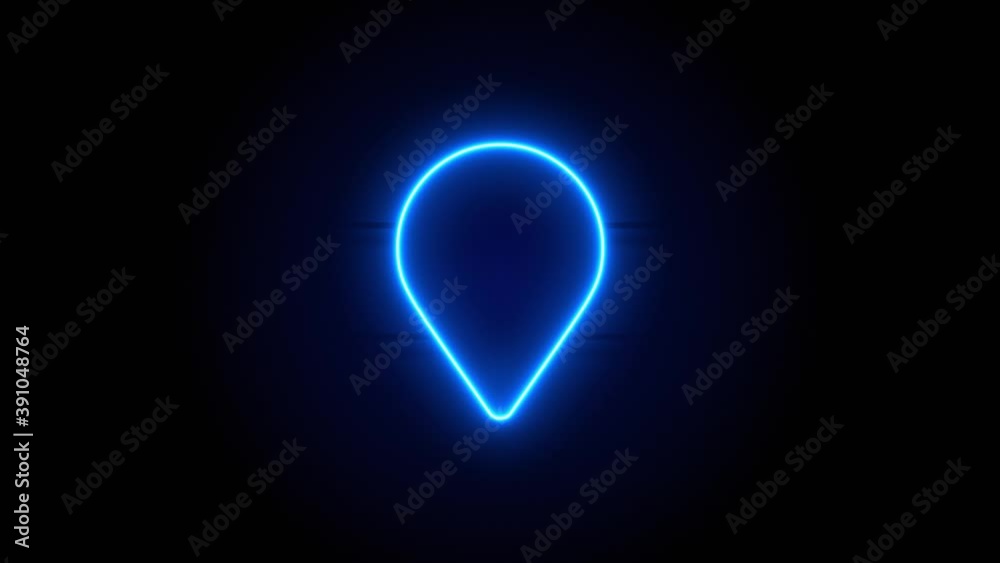Map Marker neon sign appear in center and disappear after some time ...