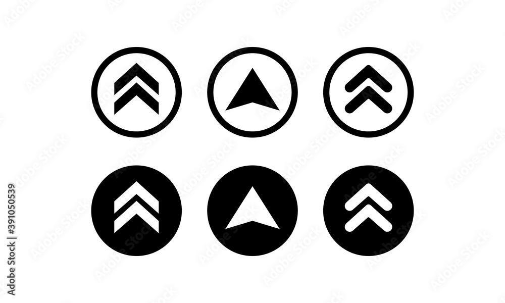 Swipe up icon set. Social media button. Scroll pictogram. Arrow up logo ...