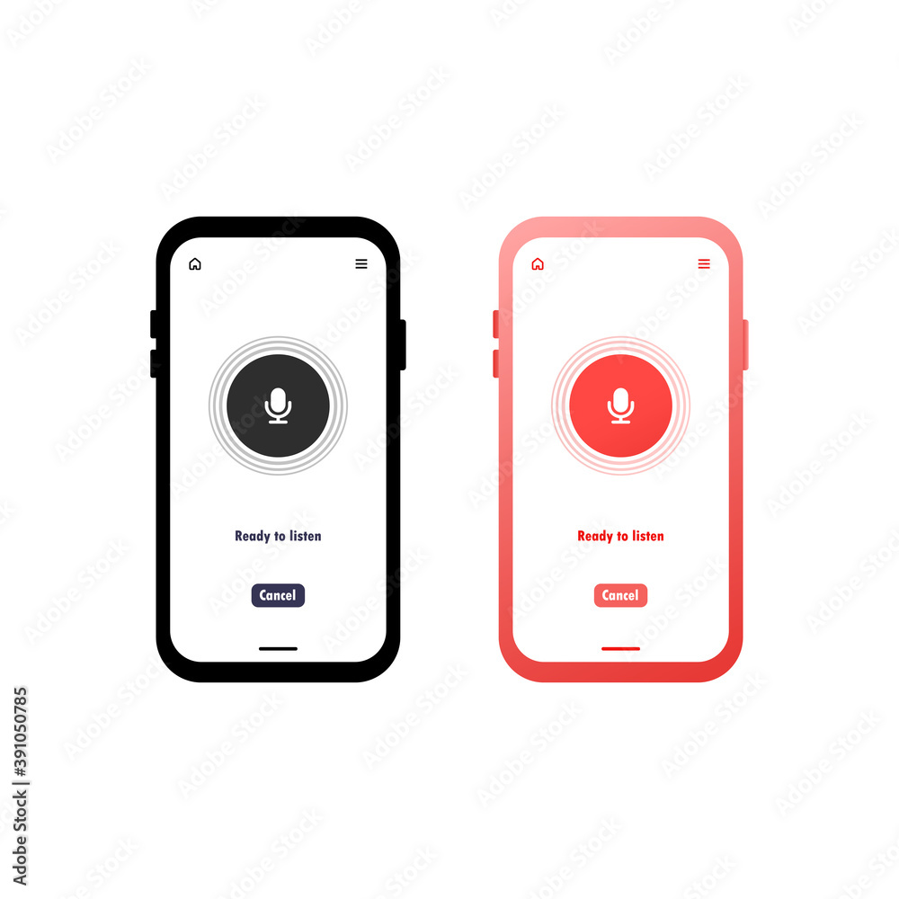 Smartphone with voice recognition or voice assistant. Microphone with ...