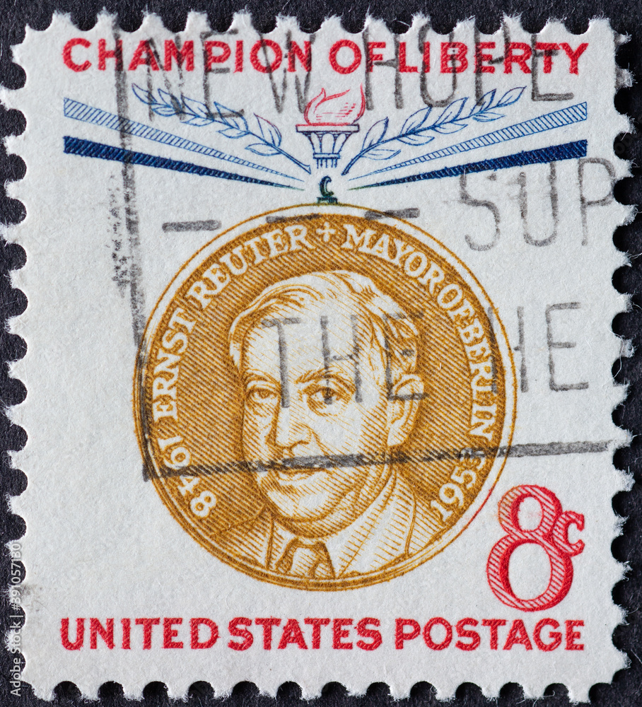 USA - Circa 1959 : a postage stamp printed in the US showing a portrait ...