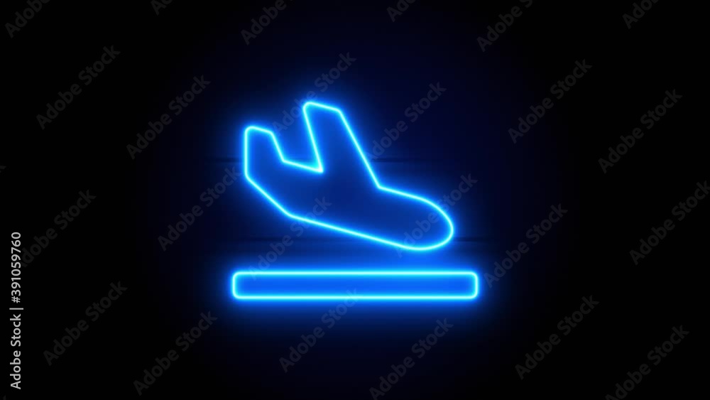 Plane Landing neon sign appear in center and disappear after some time ...