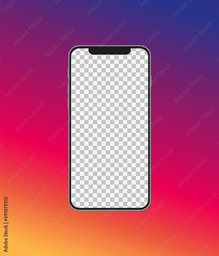 Phone mock up on gradient background. Modern smartphone template with ...