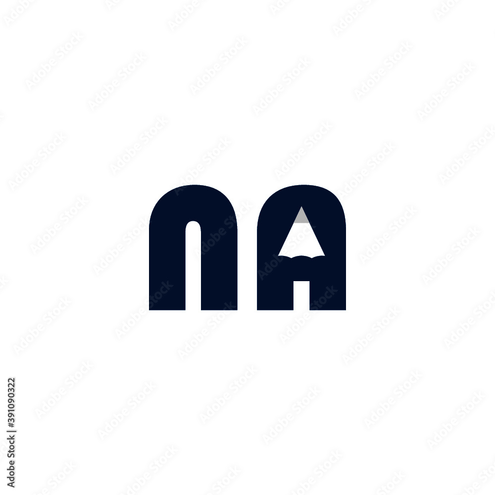 Initial Letter NA Logo Design isolated on white background Stock Vector ...