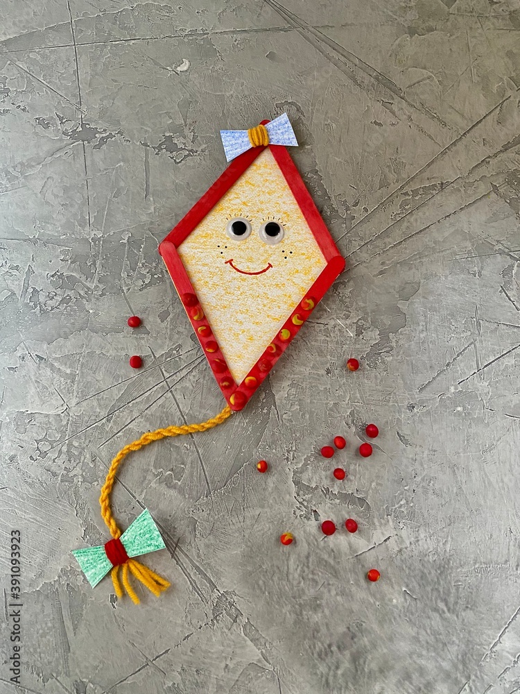 Step by step how to make a cute kite from simple materials. Stock Photo ...