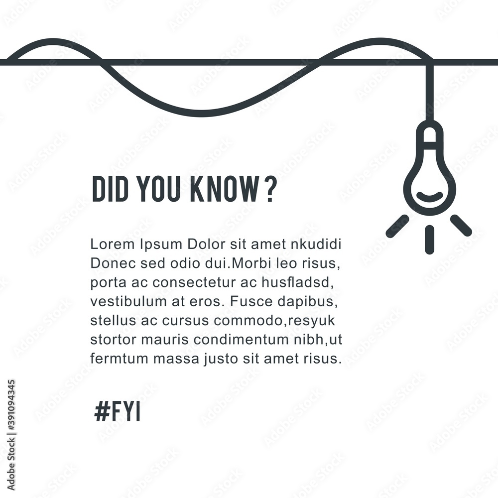 Did you know vector template post icon for soicial media background, fun fact blank template fyi ...