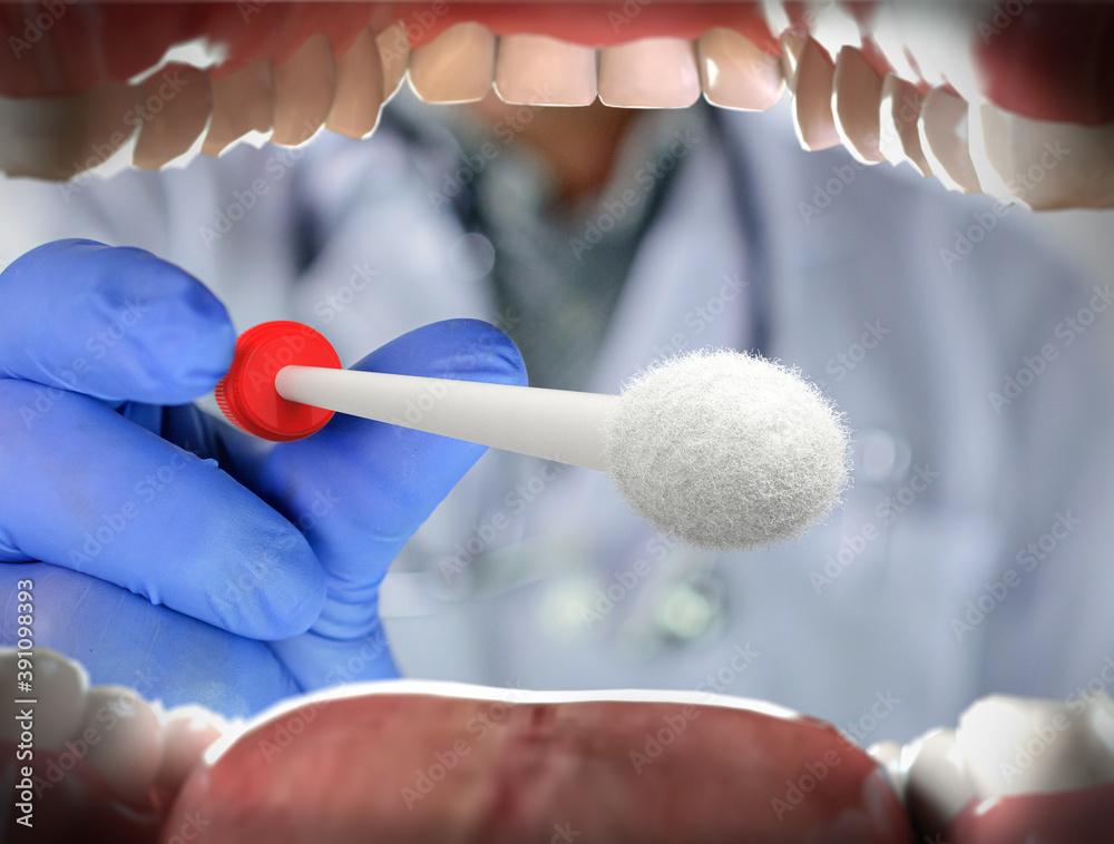 Medical has a PCR test Coronavirus COVID-19, collection process nasal ...