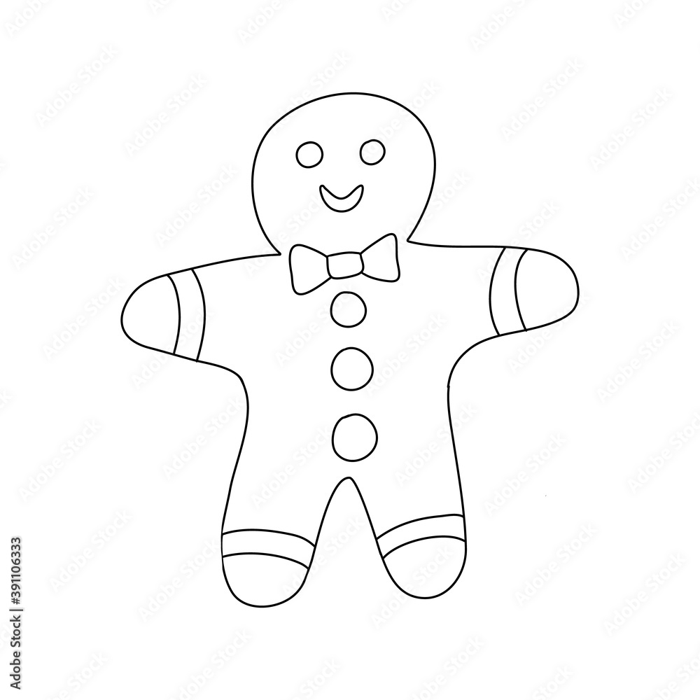 Cute gingerbread man. Cartoon character. Vector illustration isolated ...