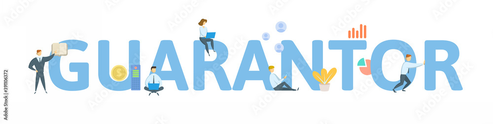 Guarantor. Concept with keyword, people and icons. Flat vector ...