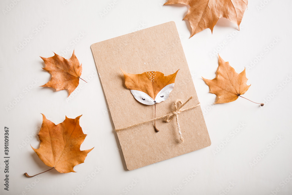 autumn craft for kids. animal Fox made from maple leaf. childrens art ...