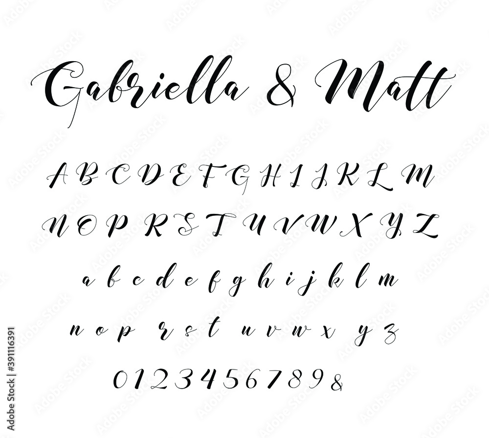 Brush Script Cursive Font Alphabet Stock Vector | Adobe Stock