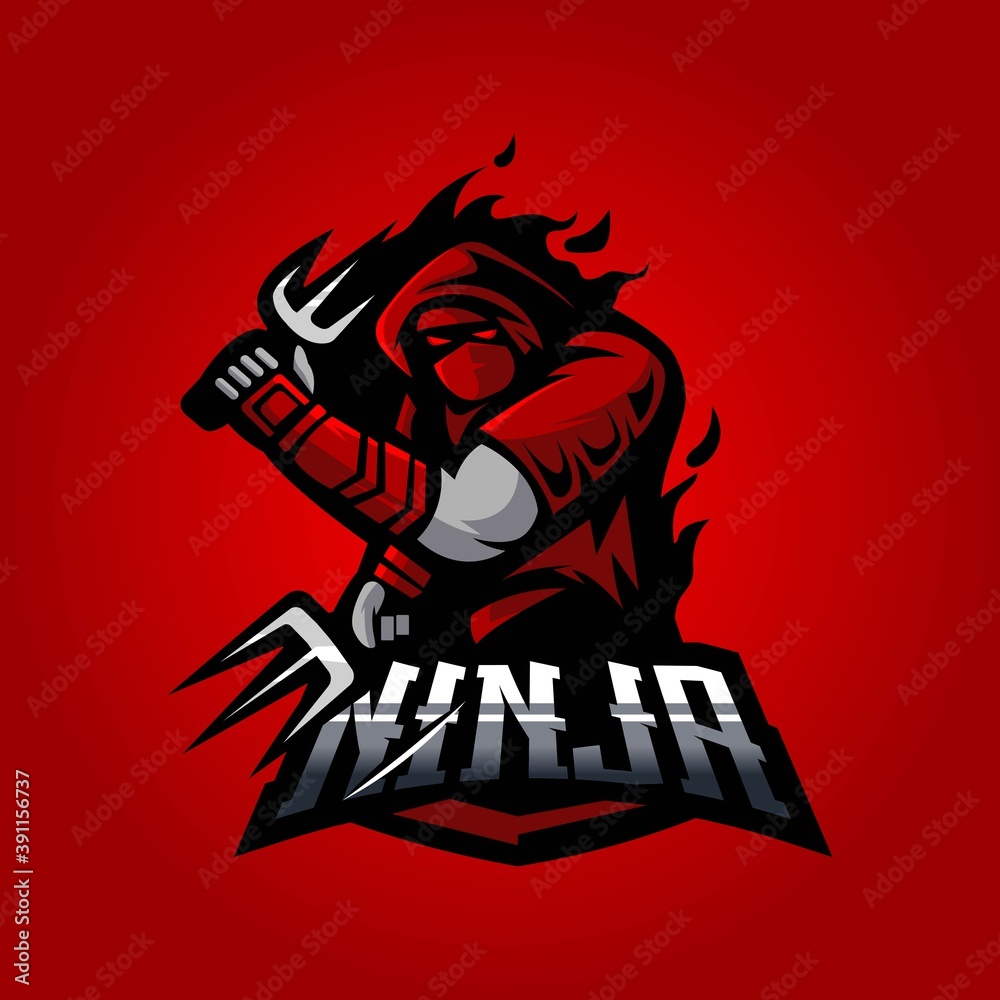 Red Ninja mascot logo design vector with modern illustration Stock ...