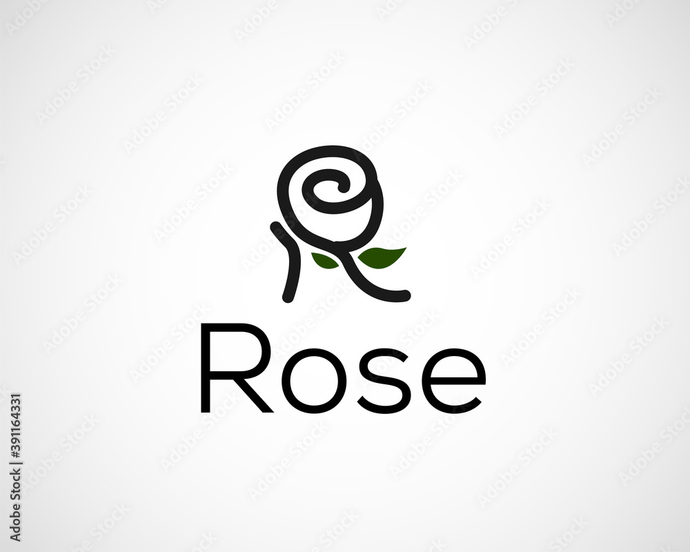 R initial rose logo symbol line art design template Stock Vector ...