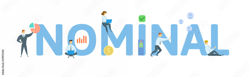 Nominal. Concept with keyword, people and icons. Flat vector ...