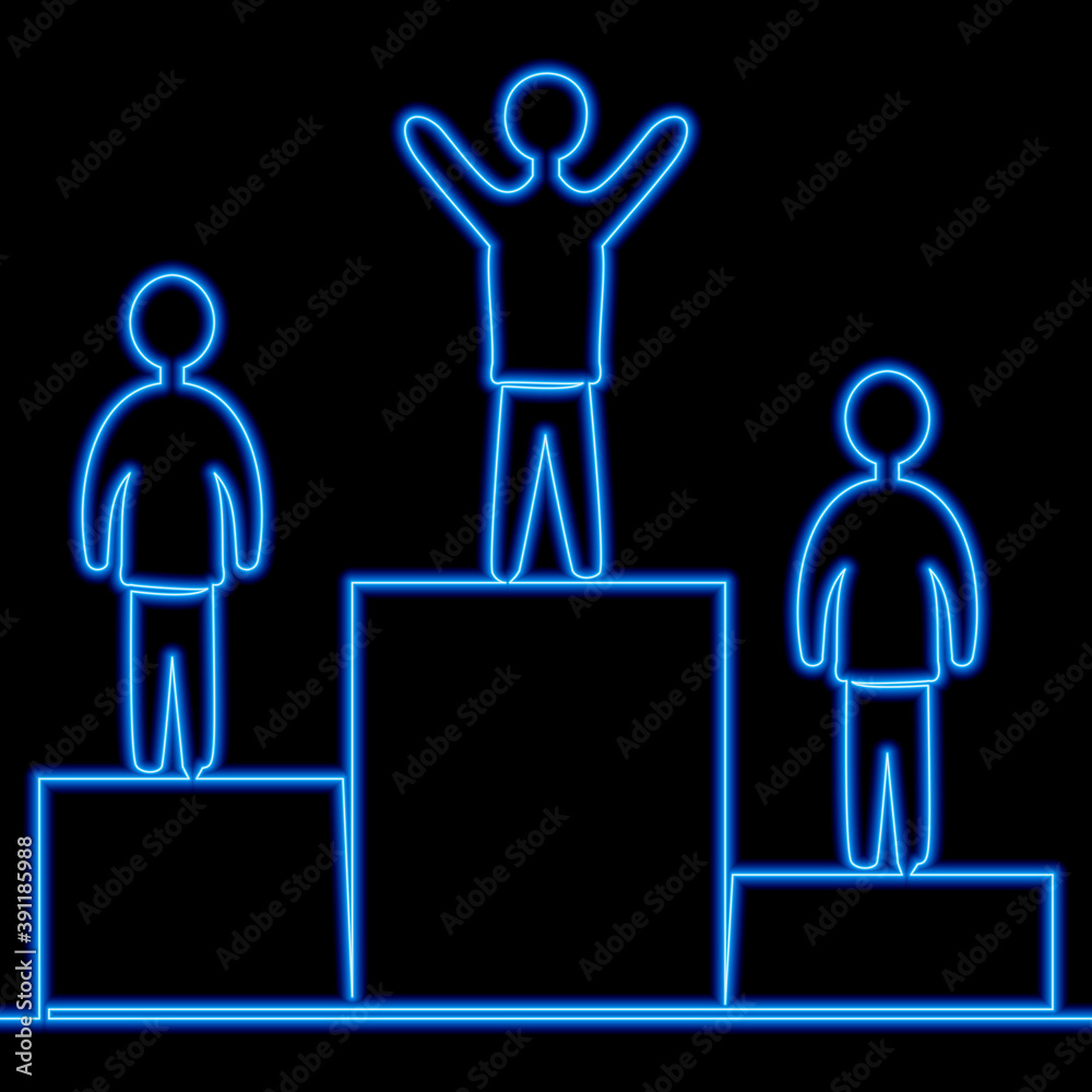 Continuous line drawing Winners podium neon Stock Vector | Adobe Stock