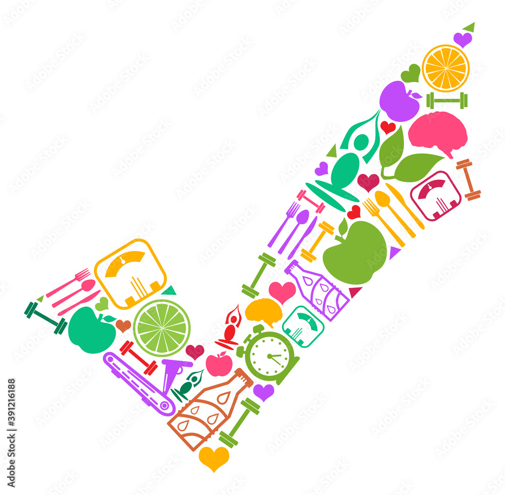 Health Symbols Colorful Tick Mark Symbol Stock Illustration | Adobe Stock