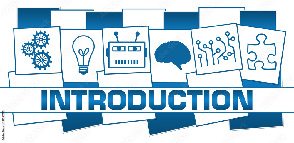 Introduction Technology Symbols Blue White Horizontal Stripes Stock ...