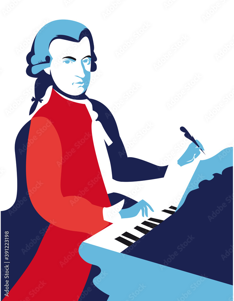 Wolfgang Amadeus Mozart vector portrait Stock Vector | Adobe Stock