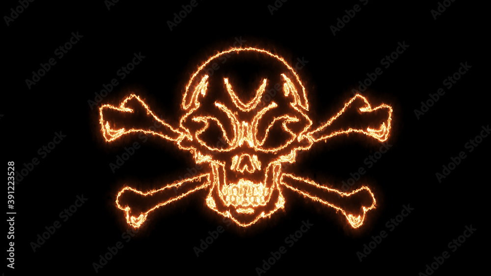 Fire burning skull. Devilish Skull burning Hell with scary, halloween ...