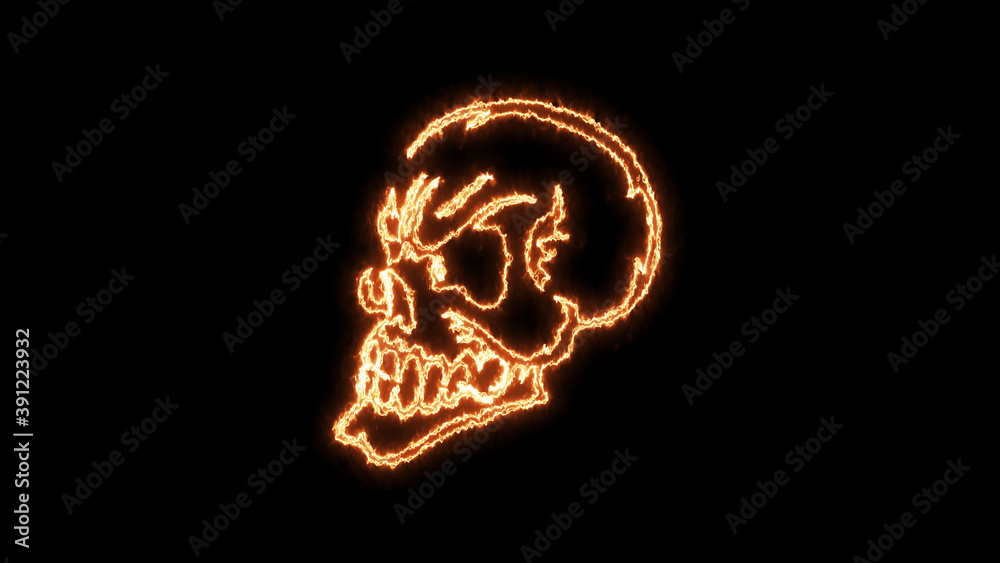 Fire burning skull. Devilish Skull burning Hell with scary, halloween ...