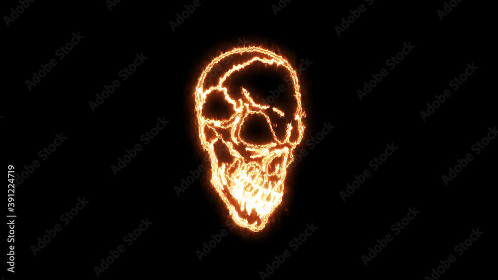 Fire burning skull. Devilish Skull burning Hell with scary, halloween ...