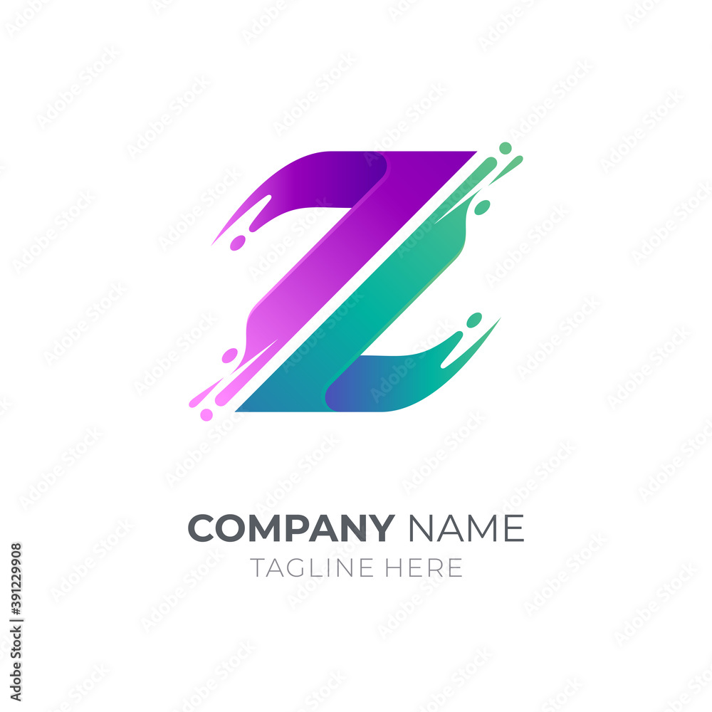 Z logo wave water splash. Zig zag logo design Stock Vector | Adobe Stock