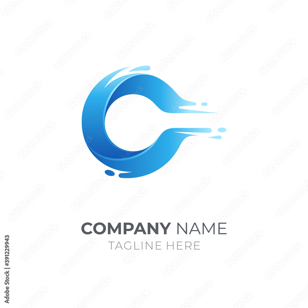 C logo wave water splash. Modern initial letter logo design Stock ...