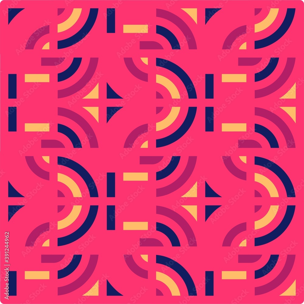 Beautiful of Colorful Semi-Circle and Curve, Repeated, Abstract ...