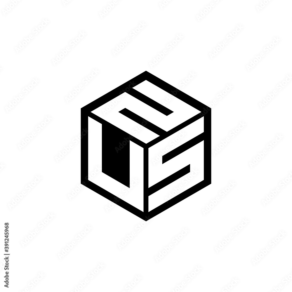 USN letter logo design with white background in illustrator, eps cube ...