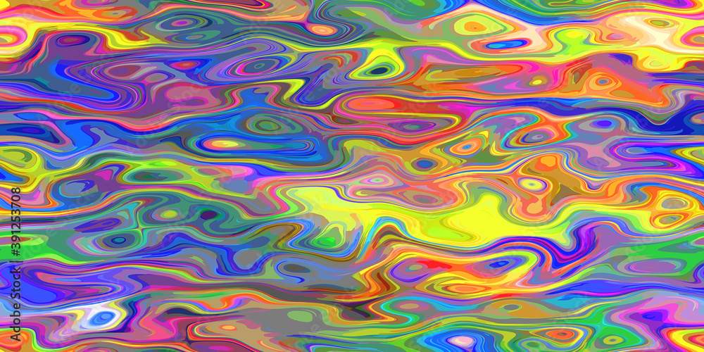 Vivid colorful tie dye wavy shapes, fantasy psychedelic seamless design ...