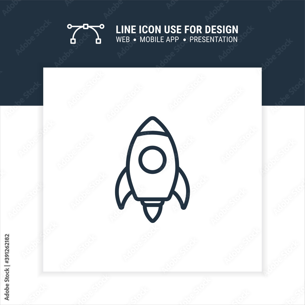 rocket vector symbol outline stroke graphic design single icon ...
