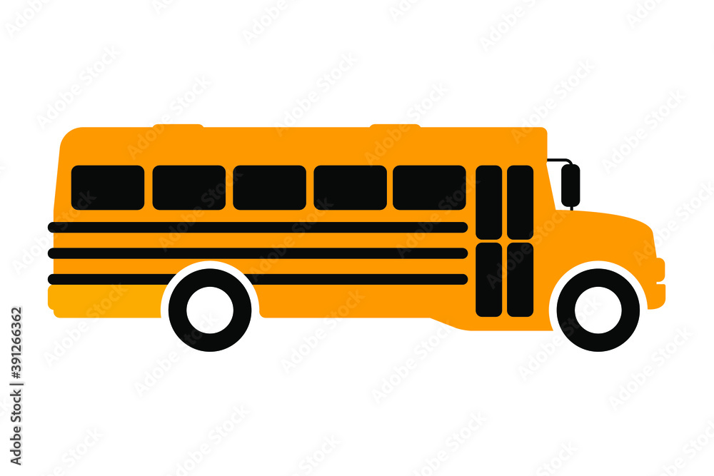 School bus, vector illustration of yellow transportation, side view ...