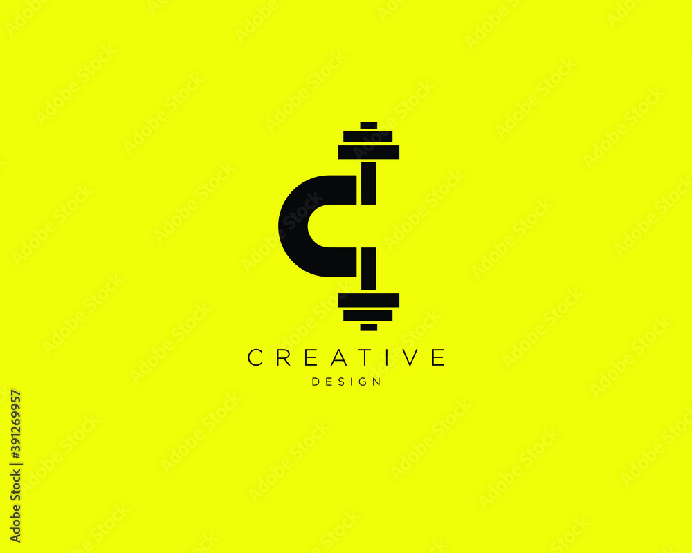 Letter C Logo With barbell | Fitness Gym logo | C Gym Logo Stock Vector ...