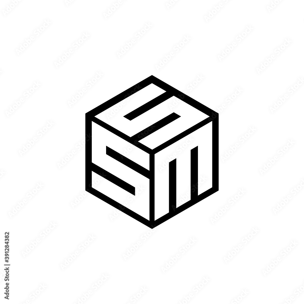 SMS letter logo design with white background in illustrator, eps cube ...