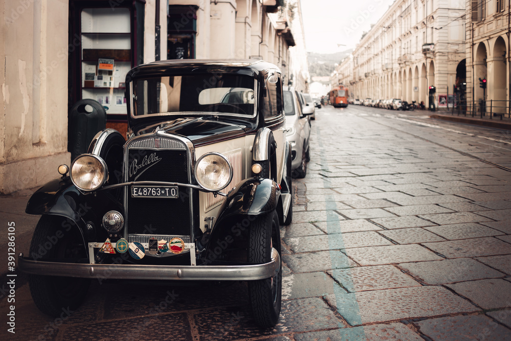 Turin, Italy - July 25, 2020: Classic Fiat Balilla, very old italian ...