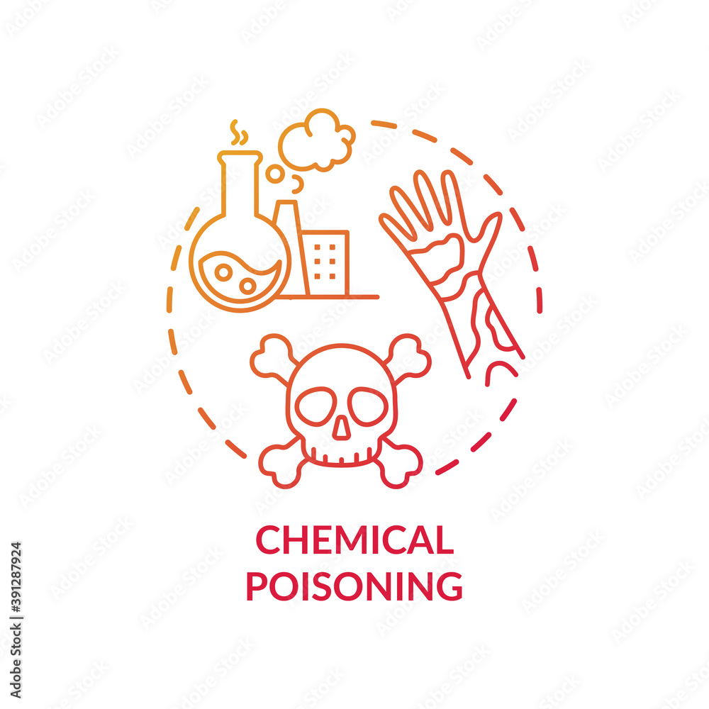 Chemical poisoning concept icon. Work related injuries. Dangerous toxic ...