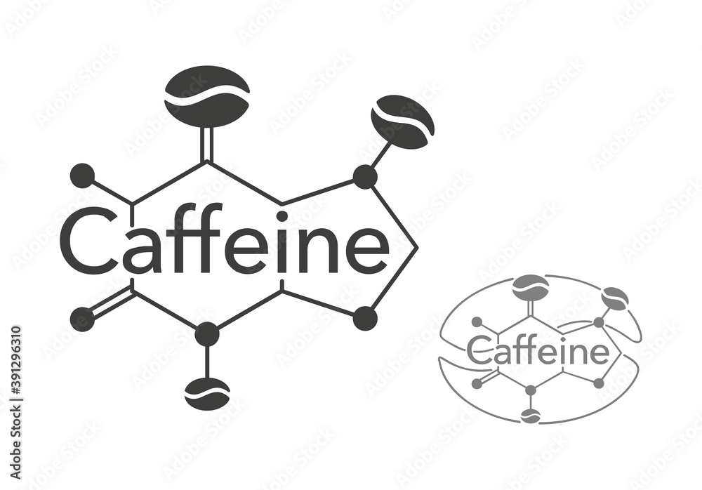 Caffeine stylized scheme - molecular cell structure with coffee beans ...