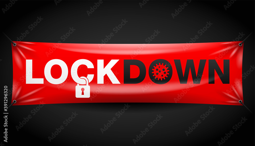 Lockdown attention (due to covid-19 or other pandemic) on red textile ...