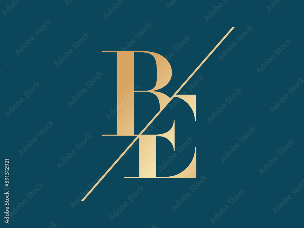 BE monogram logo.Elegant style typographic icon.Lettering sign.Alphabet ...