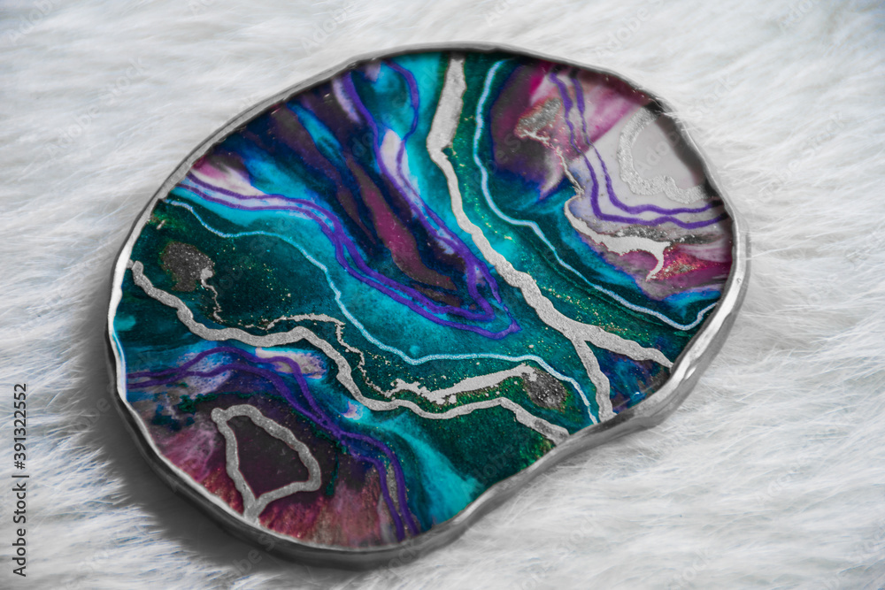 sapphire and emerald resin geode commissioned original art work Stock ...