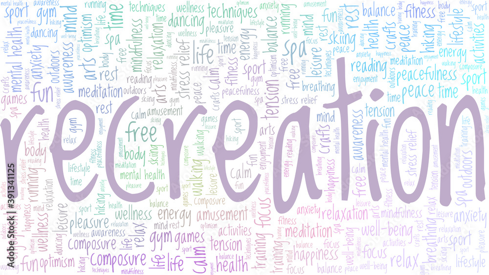 Recreation vector illustration word cloud isolated on a white ...