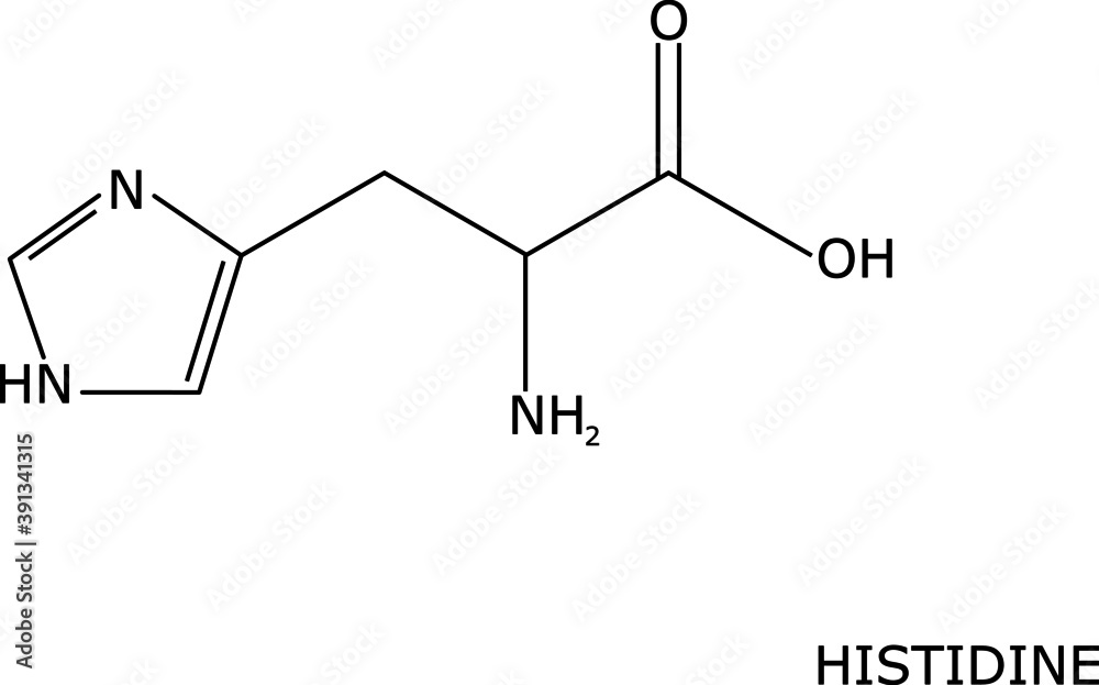 Histidine molecular structure, isolated on white background with its ...