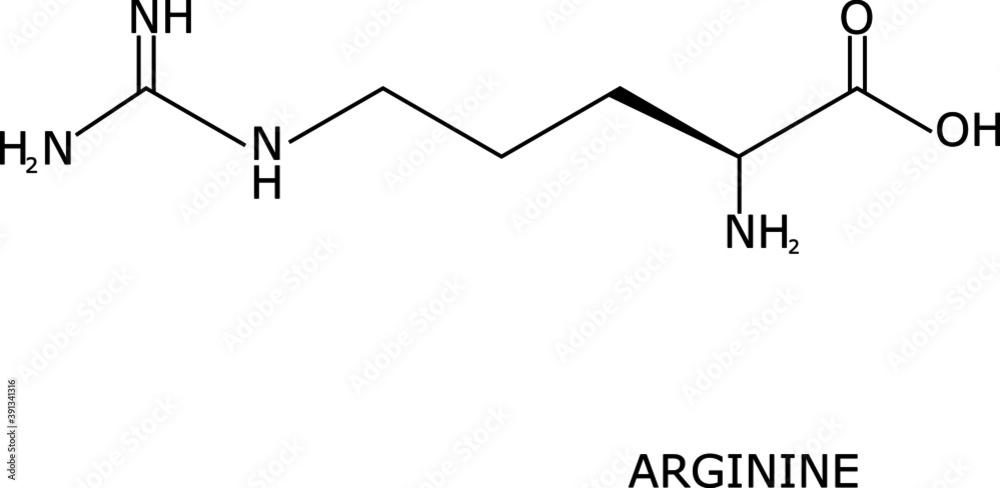 Arginine molecular structure, isolated on white background with its ...