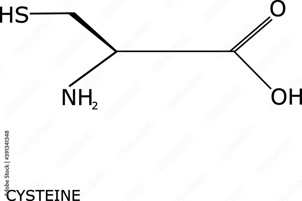 Cysteine molecular structure, isolated on white background with its ...