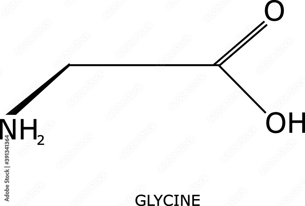 Glycine molecular structure, isolated on white background with its name ...