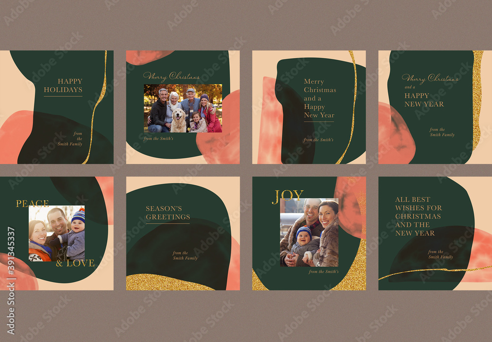 Christmas Social Media Post Layout Set Stock Template | Adobe Stock