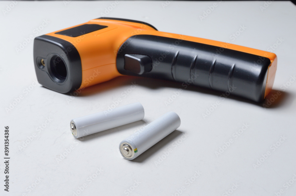non-contact handheld pyrometer thermometer, yellow. and batteries for ...