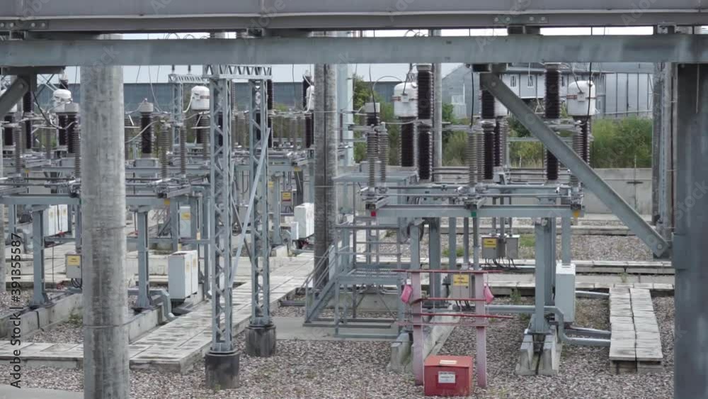 Stockvideon Operation of power transformers of electric current at a ...