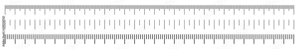 Set of measuring scales. Inch and metric rulers. Metrics indicator ...